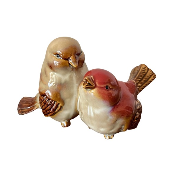 Art | Vintage Ceramic Love Birds Home Decor Collectible Tan Beige Red ...